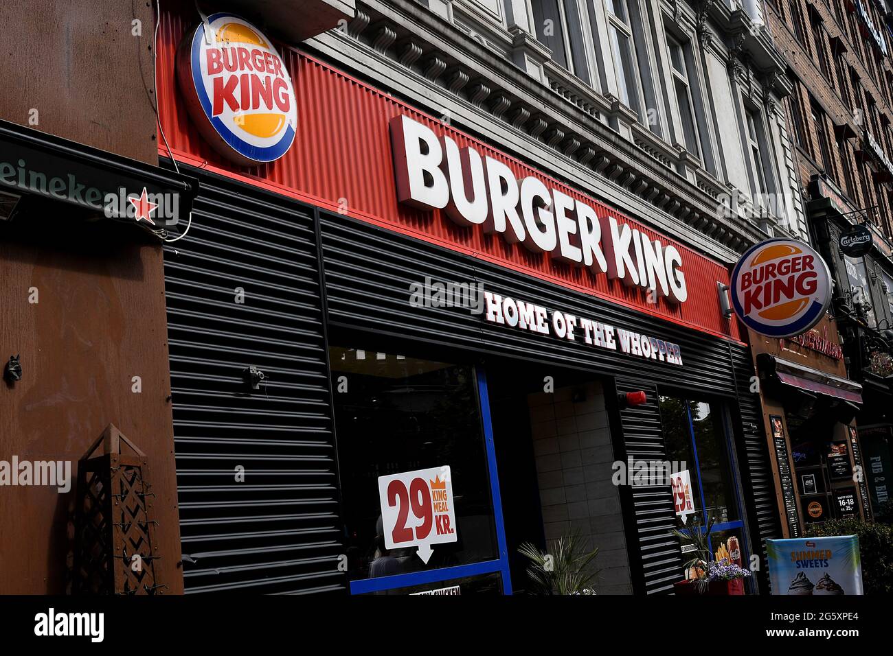 Copenhagen/Denmark 29.JULY 2018 Burger king fast food chain in danish ...