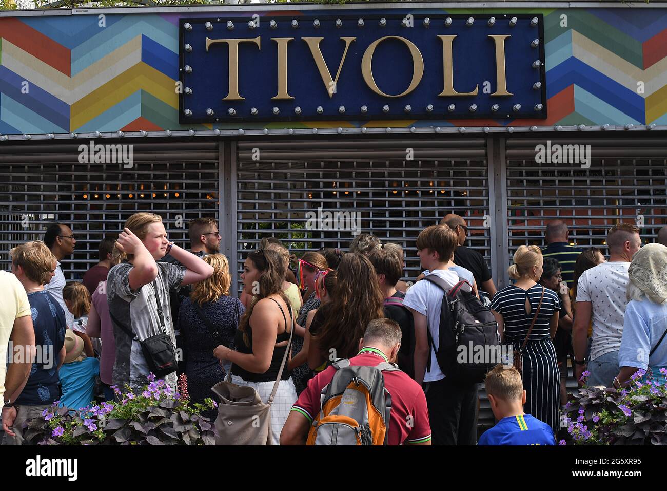 Copenhagen/Denmark 29.JULY 2018 Visitor waiting at Tivoli Garden ...