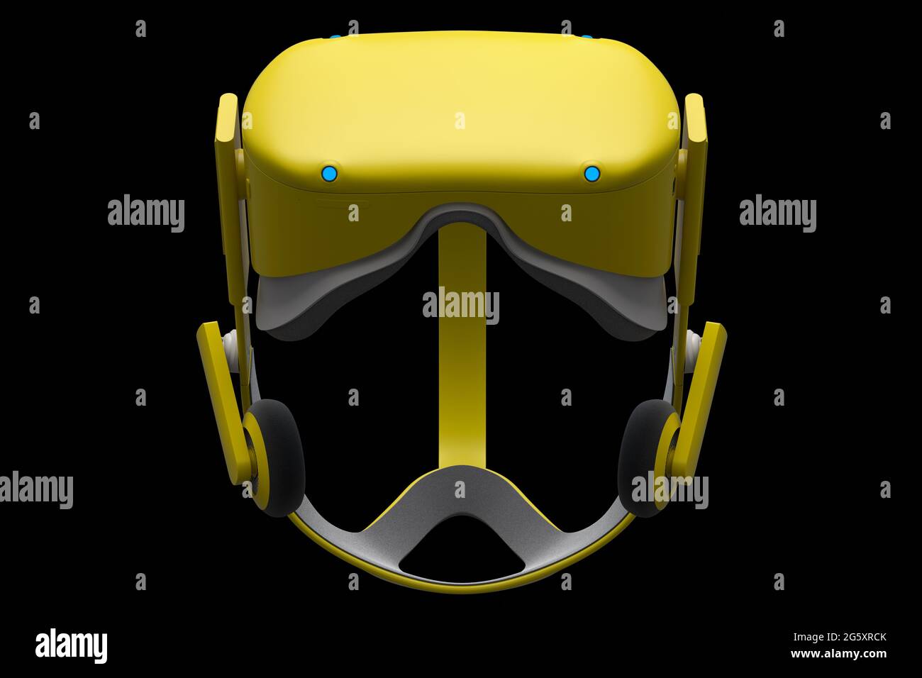 Virtual yellow reality glasses isolated on black background. 3d ...