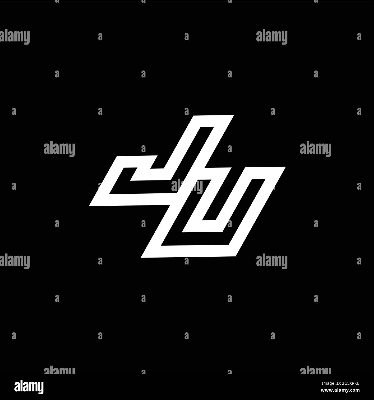 JU logo monogram with up to down style negative space design template ...