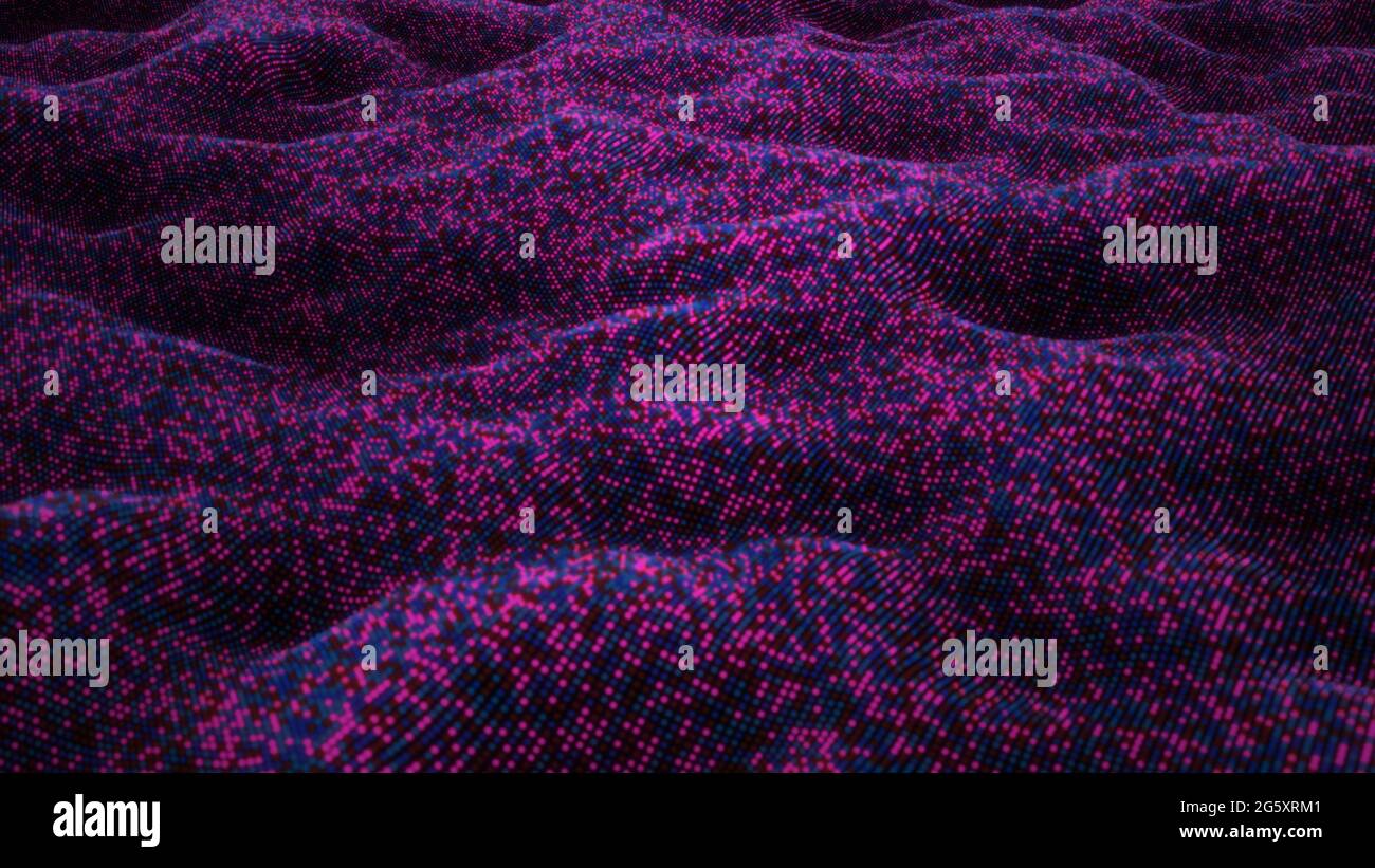 Abstract flowing smooth cloth surface fractal waves background. Grid ...