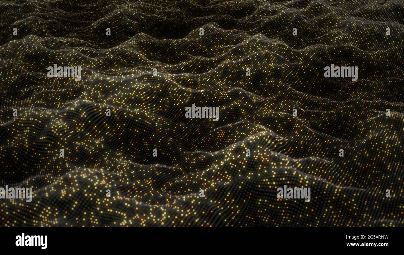 Abstract flowing smooth cloth surface fractal waves background. Grid ...