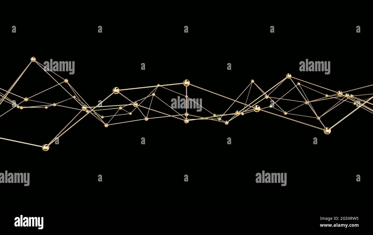 Abstract technology plexus background from lines and dots. Golden molecule structure Stock Photo ...