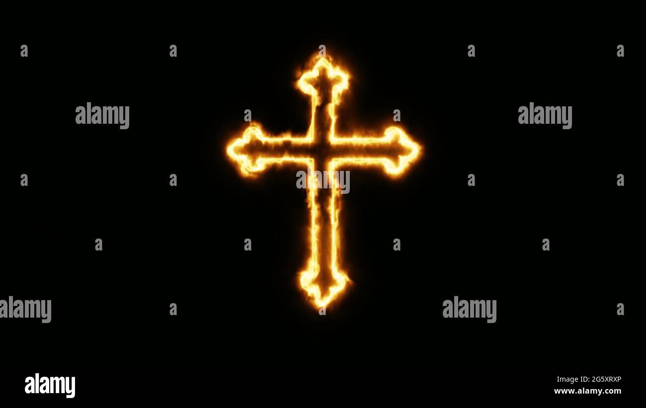 Christian Cross burning on fire Stock Photo - Alamy