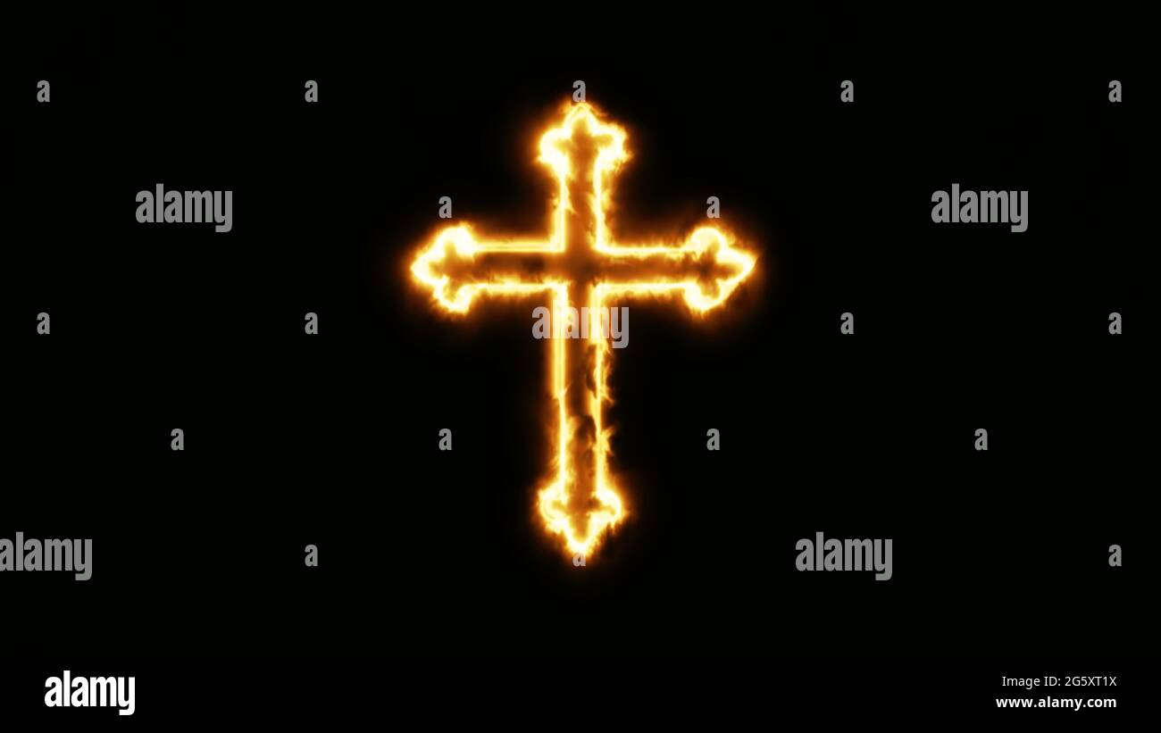 Christian Cross burning on fire Stock Photo - Alamy