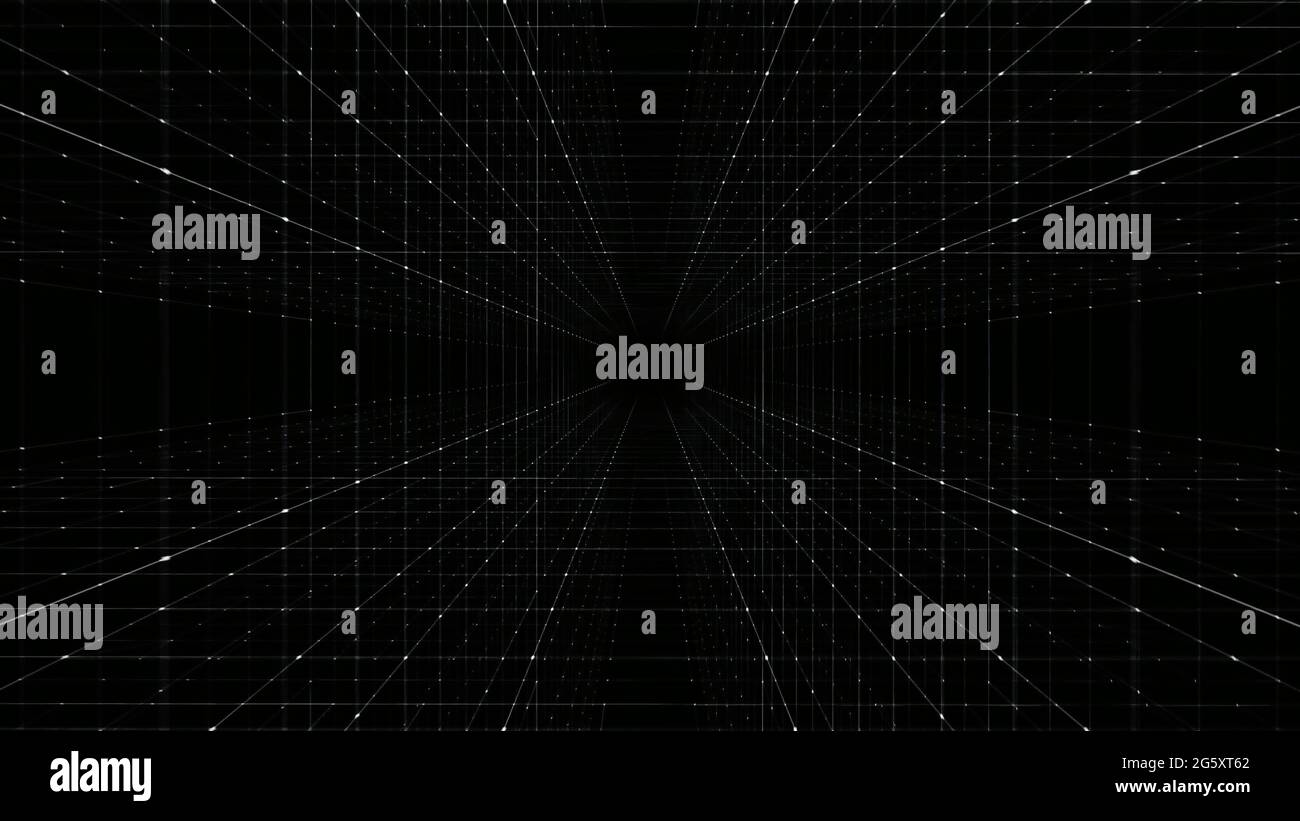 Grid tunnel of dots and lines. Plexus Technology background Stock Photo ...