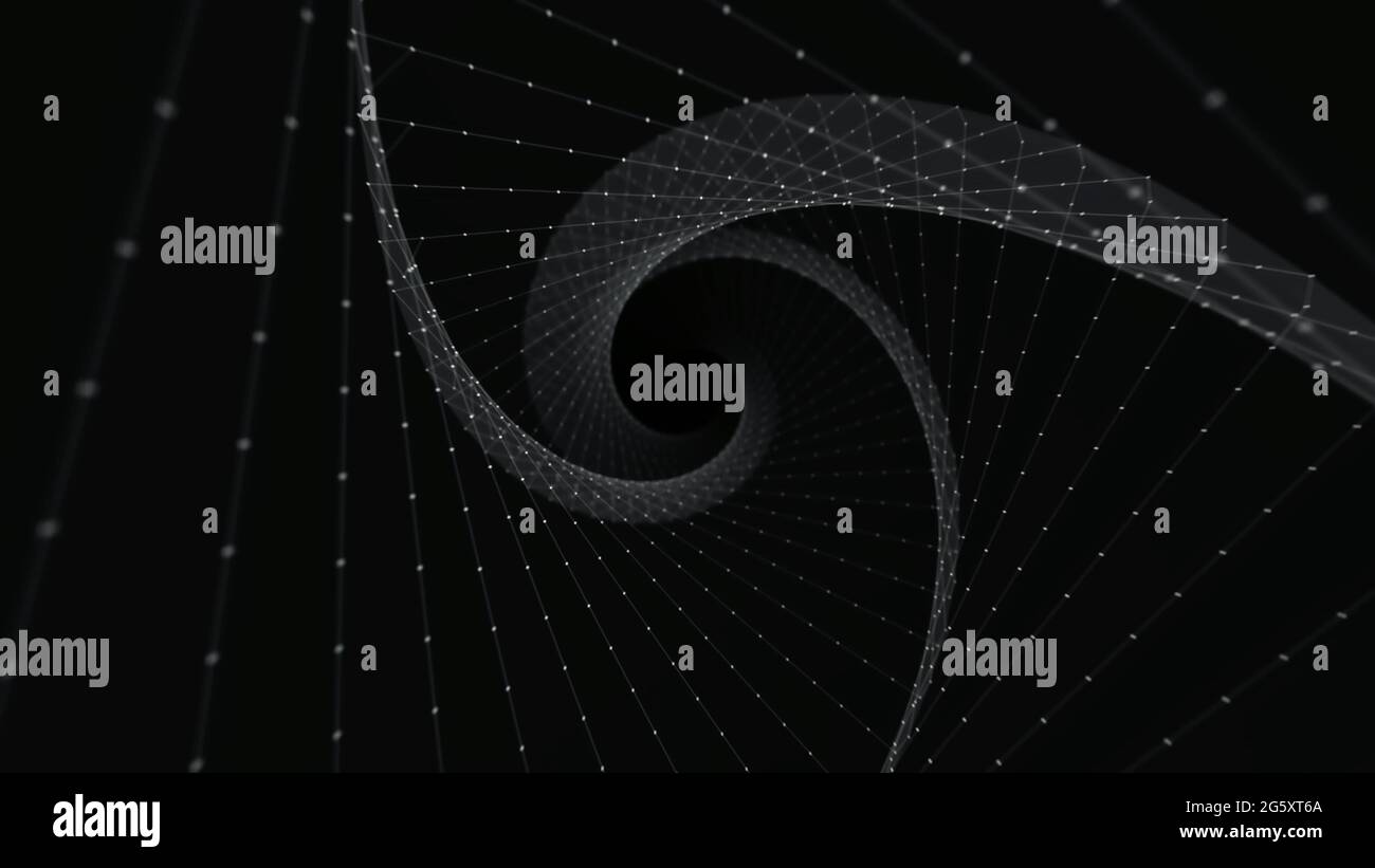 Travel through abstract Plexus tunnel. Dots and lines connection Stock Photo - Alamy