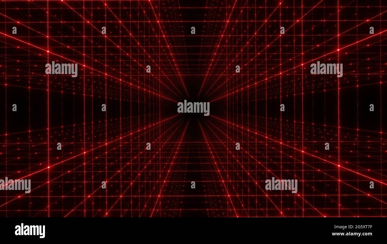 Grid tunnel of dots and lines. Plexus Technology background Stock Photo ...