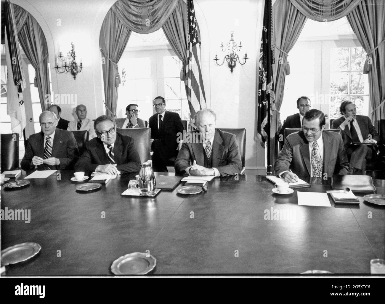 United States President Gerald R. Ford, just returning from his two day ...
