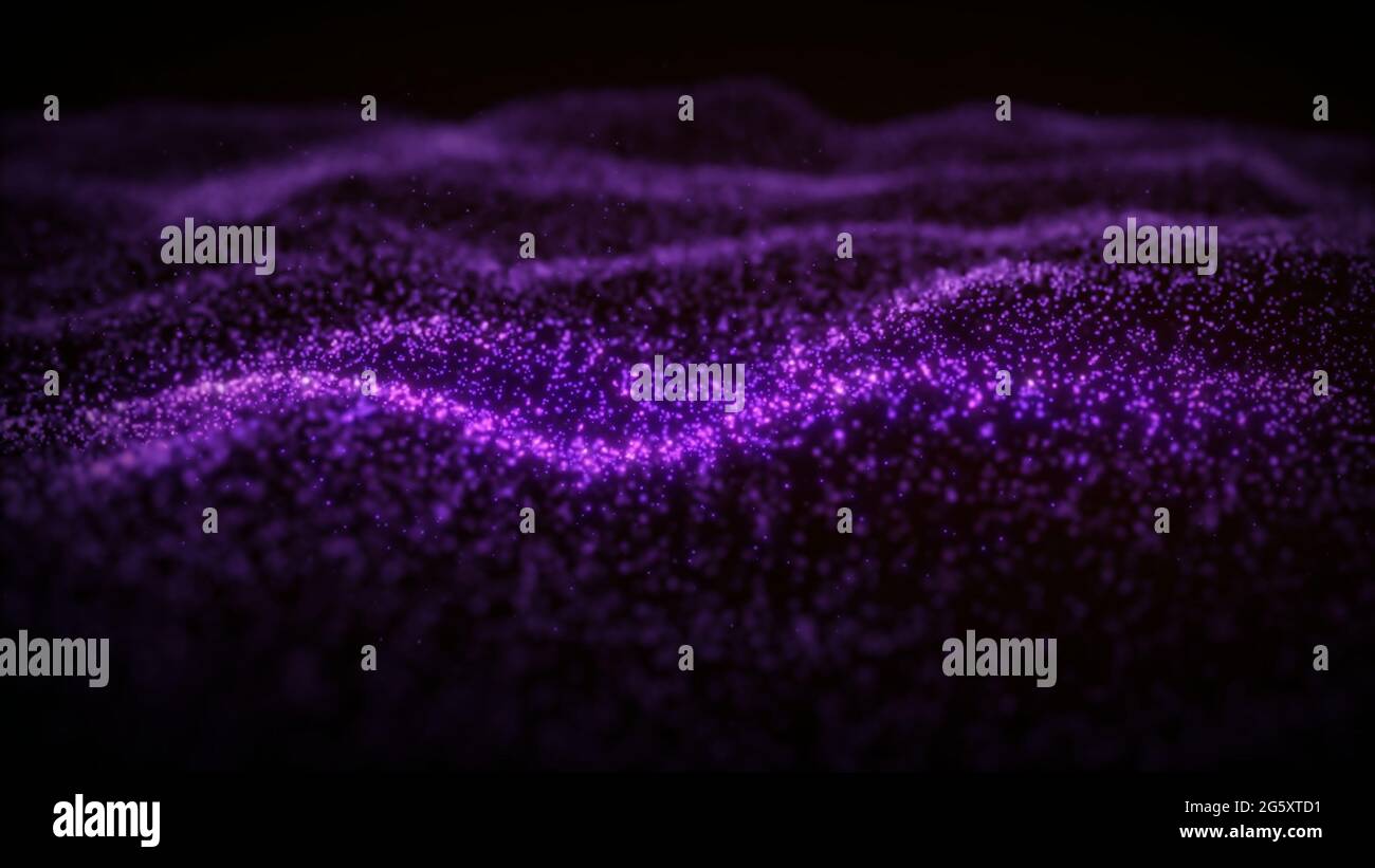 Abstract Flowing Smooth Surface Fractal Waves Background From Blinking Particles Grid Mesh Of