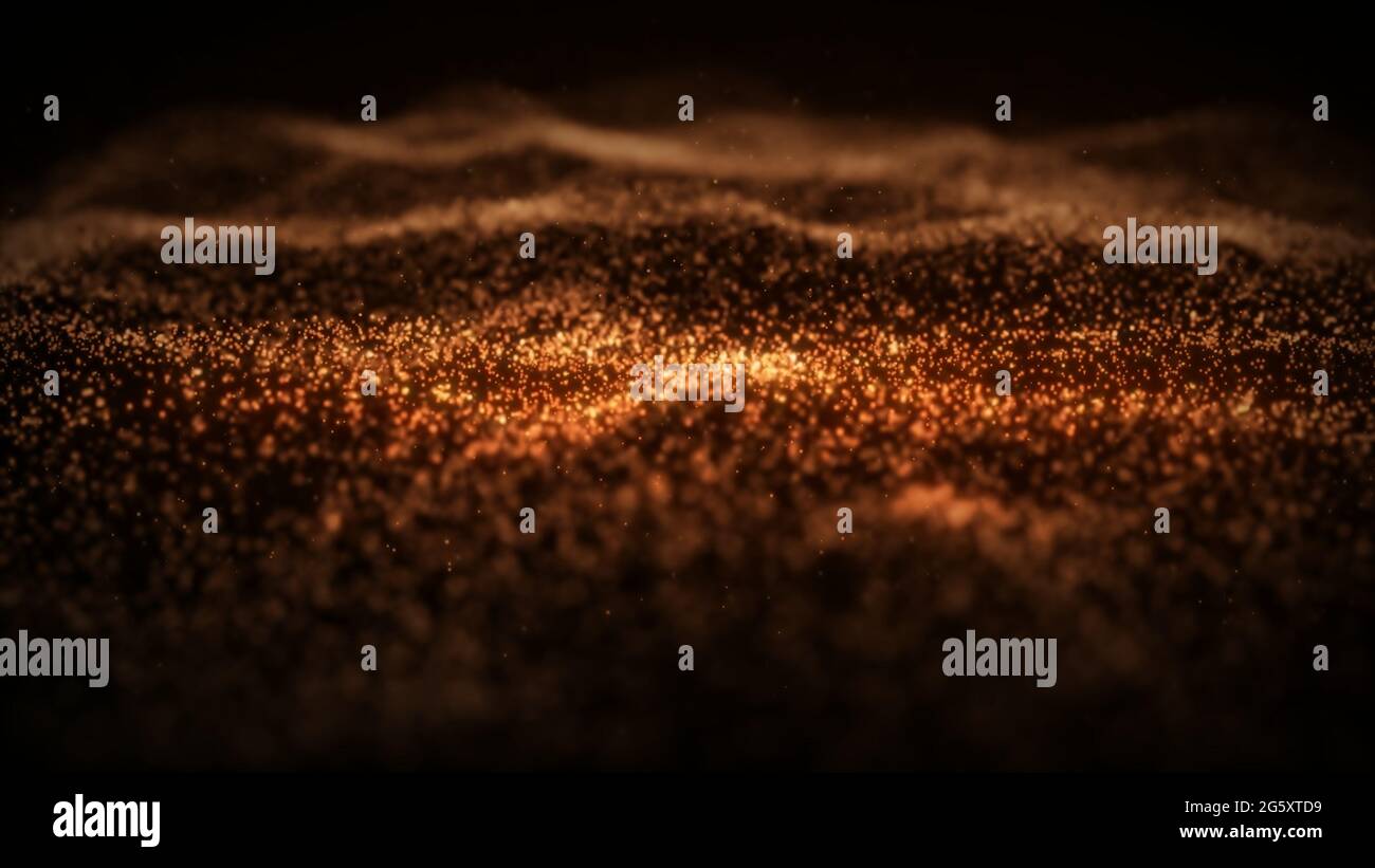 Abstract Flowing Smooth Surface Fractal Waves Background From Blinking Particles Grid Mesh Of