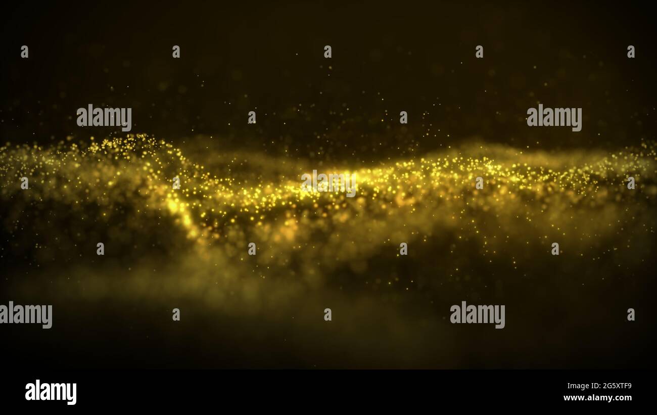 Abstract Flowing Smooth Surface Fractal Waves Background From Blinking Particles Grid Mesh Of