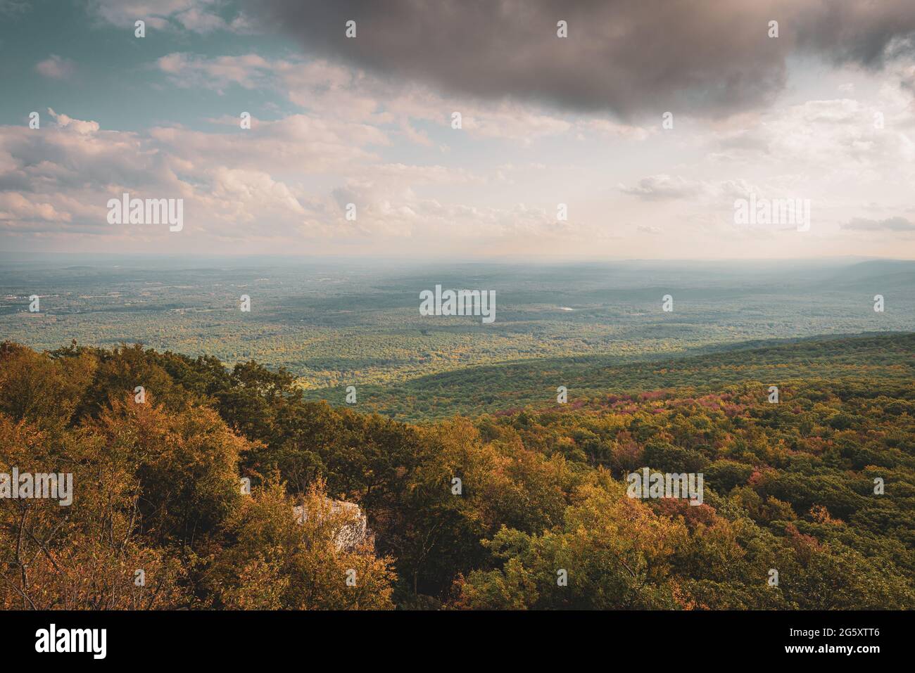 View of autumn color in the Shawangunk Mountains, from Sams Point ...