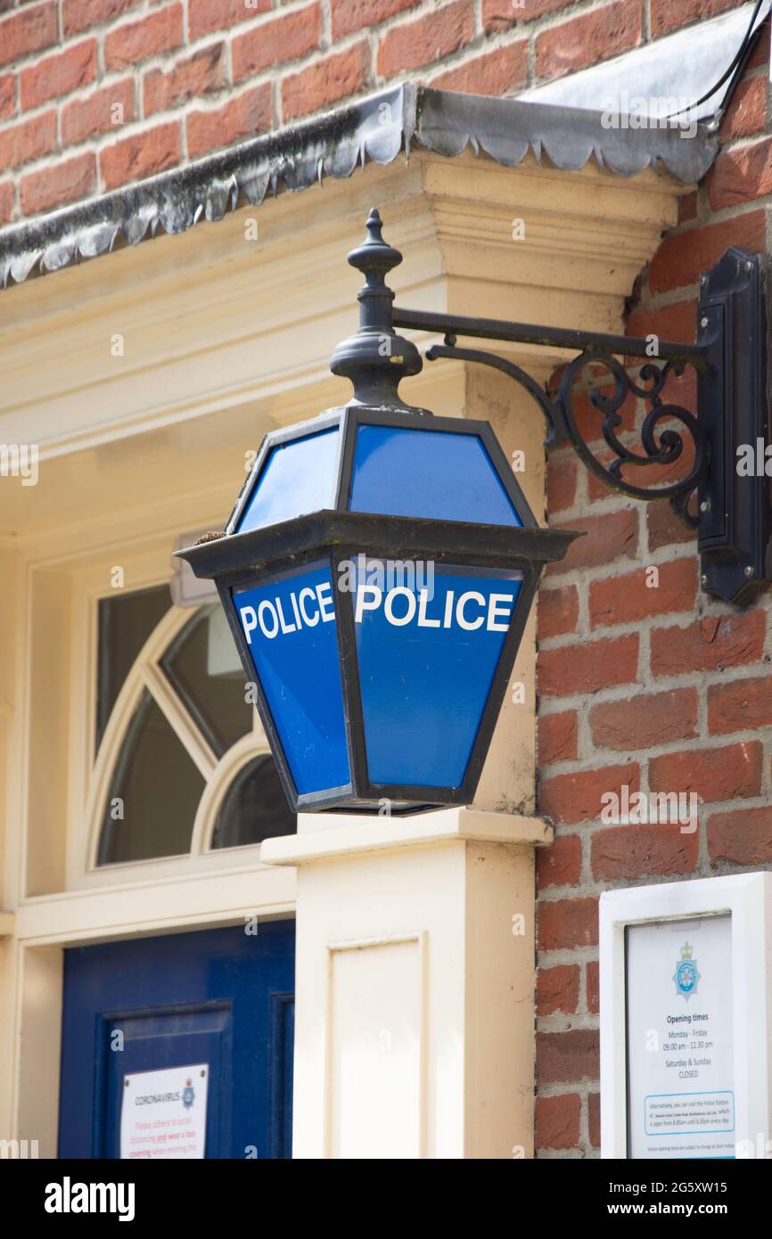 Vintage police lamp outside North Yorkshire Thirsk Police Station ...