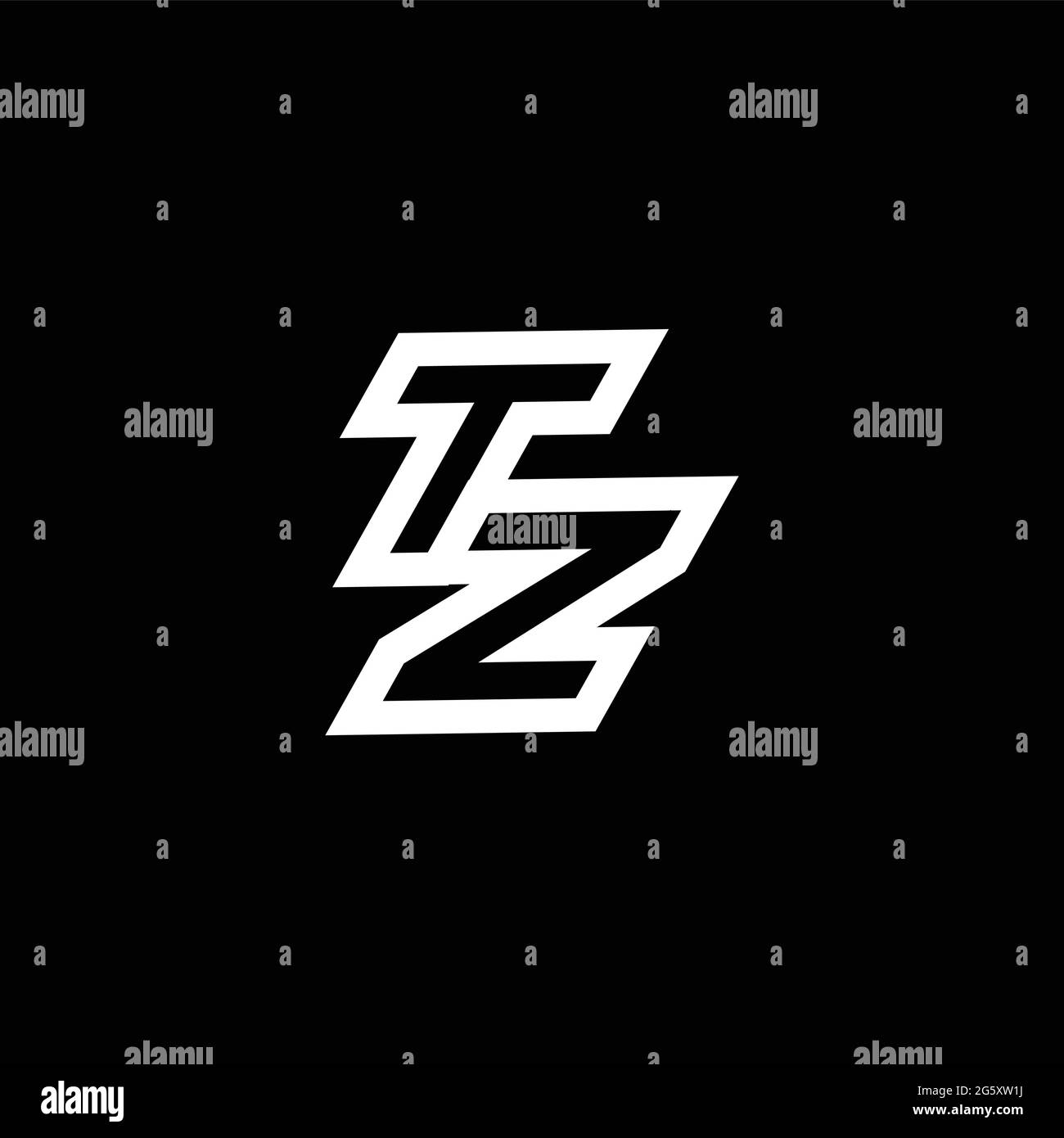 TZ logo monogram with up to down style negative space design template ...