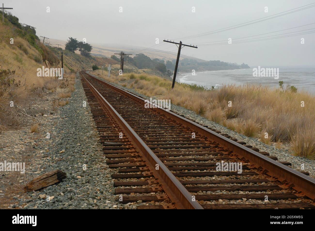 Train Track on Pacific Coast near Santa Barbara, California Stock Photo ...