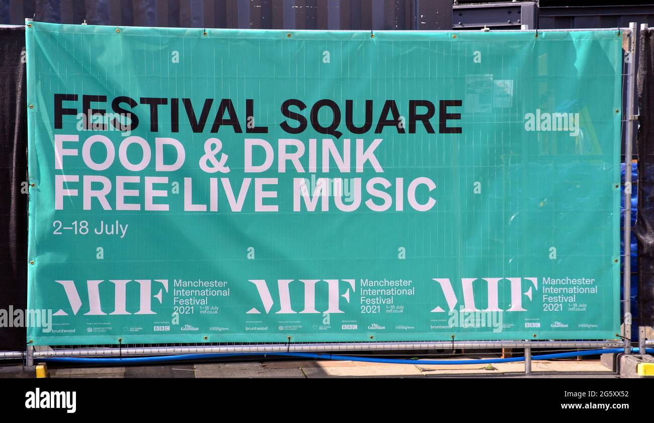 Banner advertising Manchester International Festival in Manchester ...