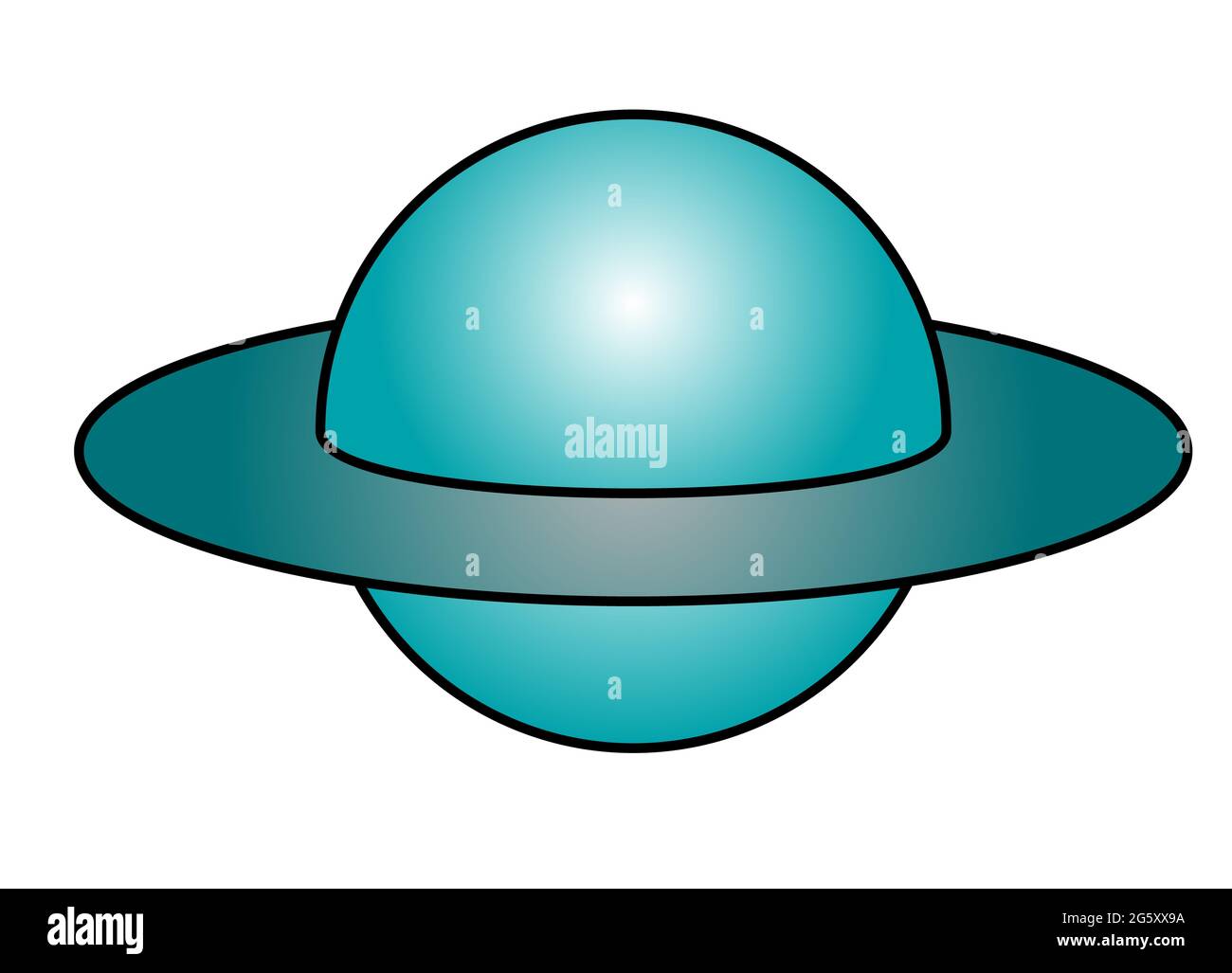 A graphic illustration of a Ringed Planet in Cyan for use as an icon ...