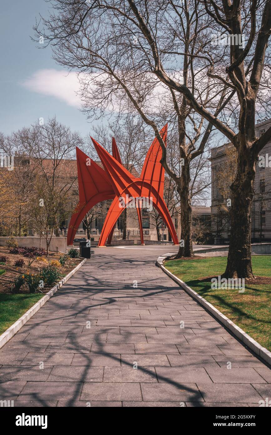 A red sculpture in a park, Hartford, Connecticut Stock Photo - Alamy