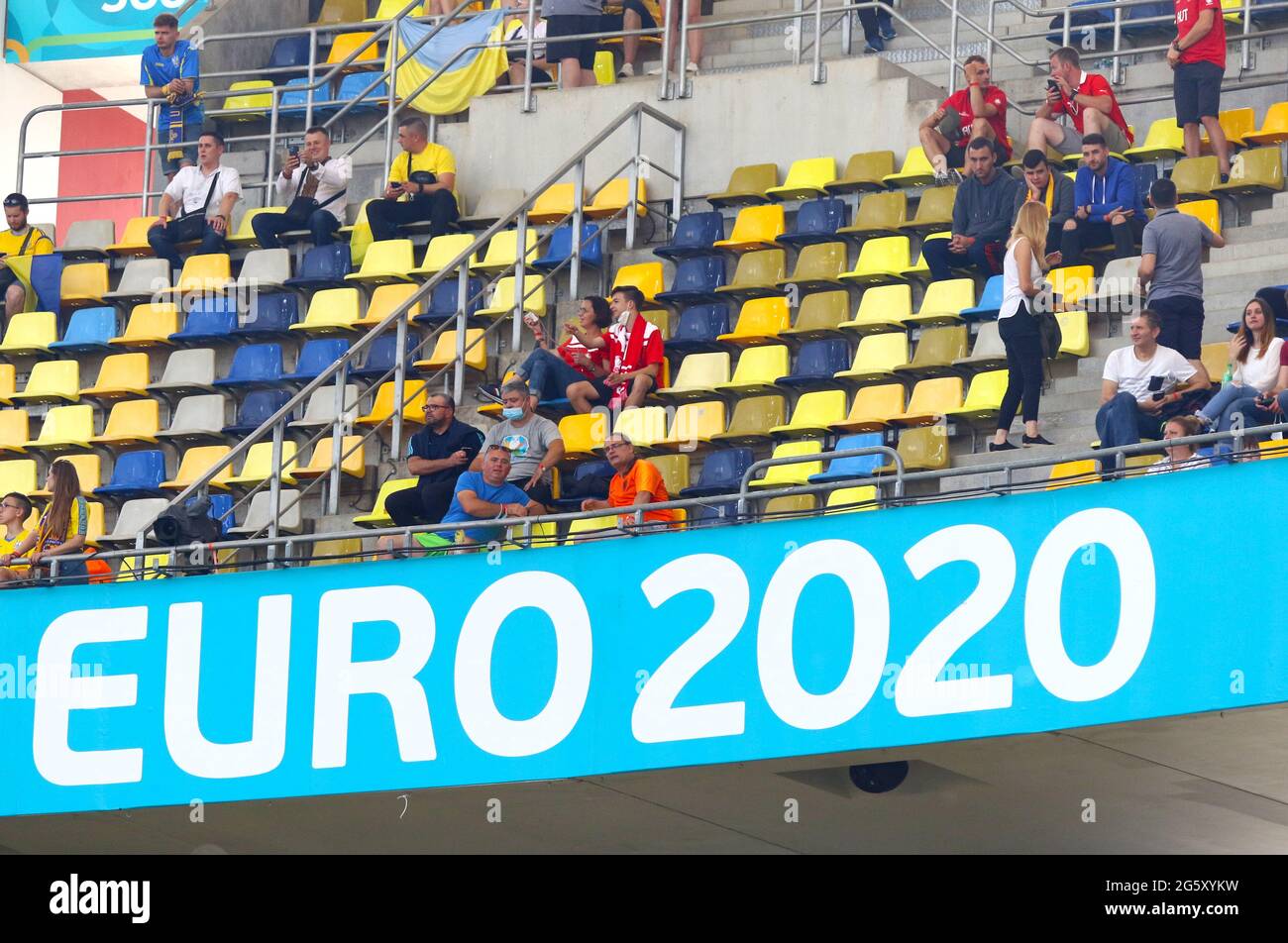 BUCHAREST, ROMANIA - JUNE 21, 2021: UEFA EURO 2020 logo on decoration ...