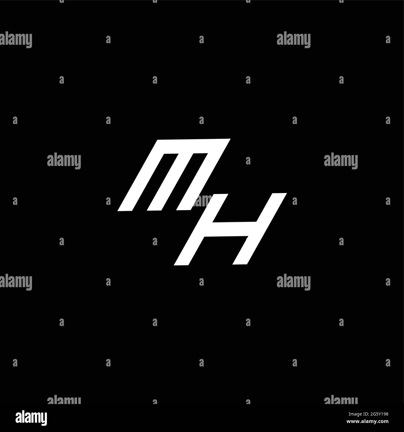 MH logo monogram with up to down style modern design template isolated ...