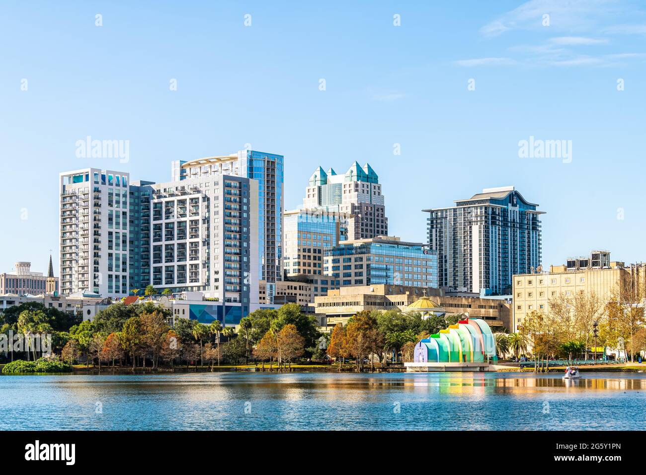 Orlando, USA - January 16, 2021: Florida downtown city cityscape view ...