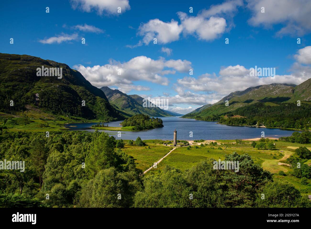 Glenfinnan Monument erected in 1815, to commemorate the Jacobite ...