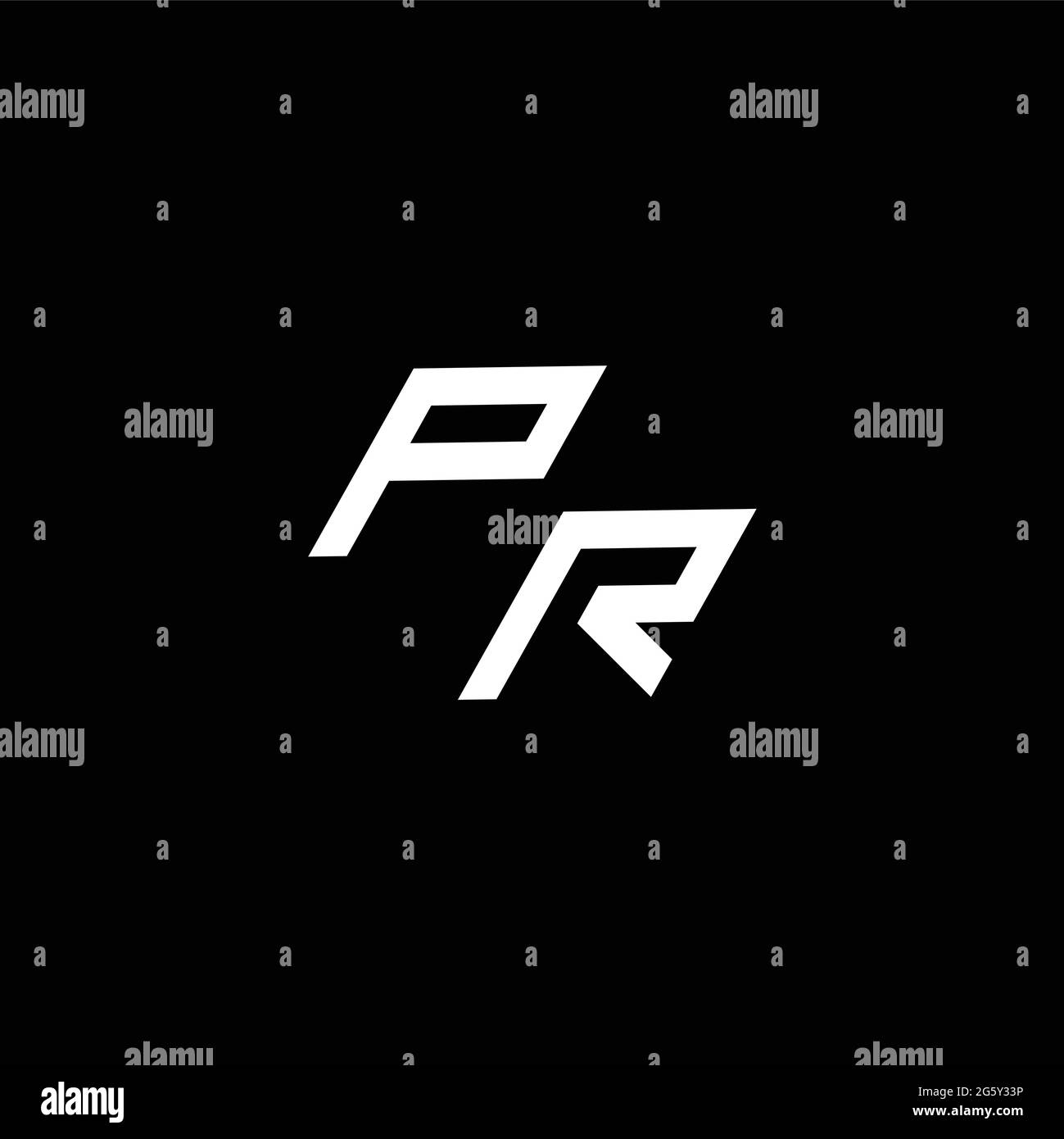 PR logo monogram with up to down style modern design template isolated ...
