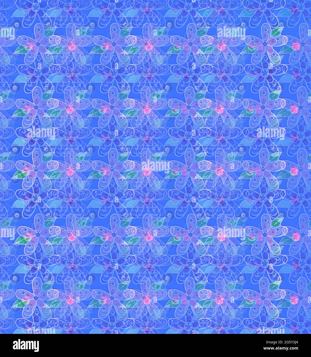 Soft, semi-transparent flowers spill across a blue background. Flowers ...