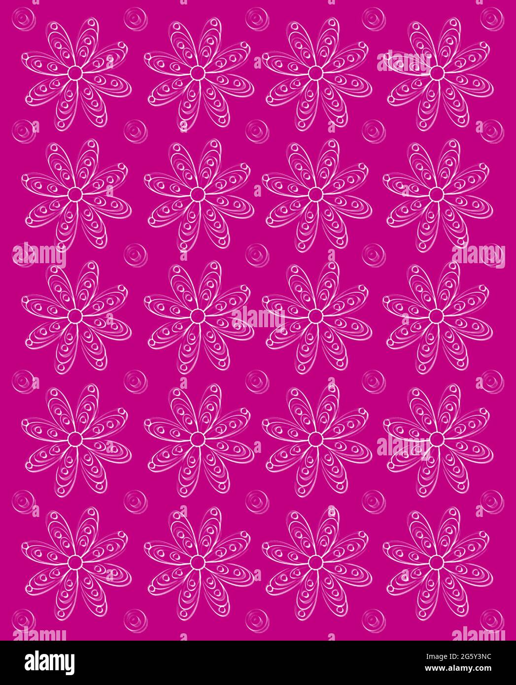 Background image is dusky pink and stamped rows of white daisies ...