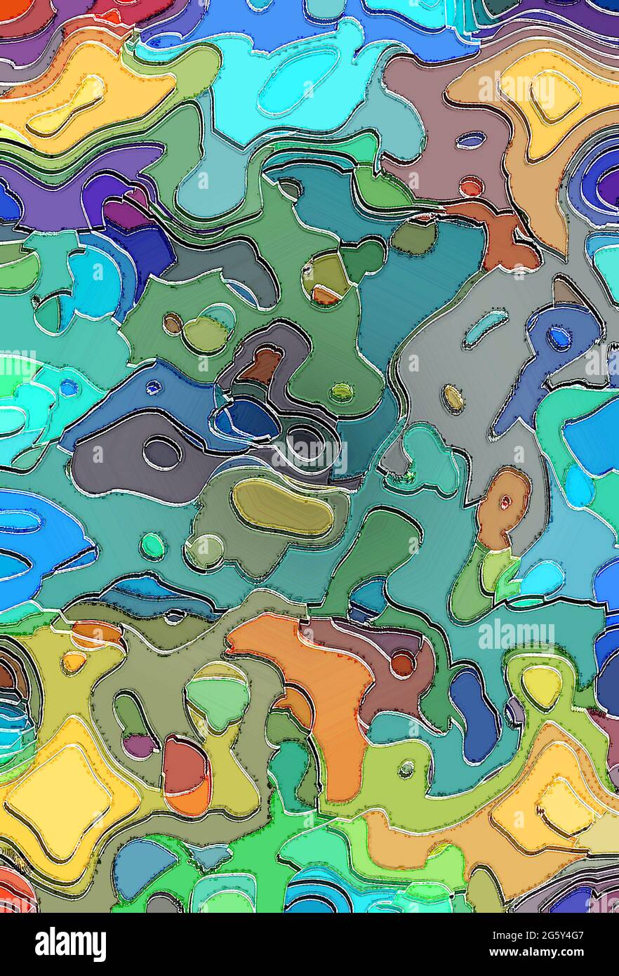 Muted colors of the rainbow spectrum are layered and antiqued to form ...