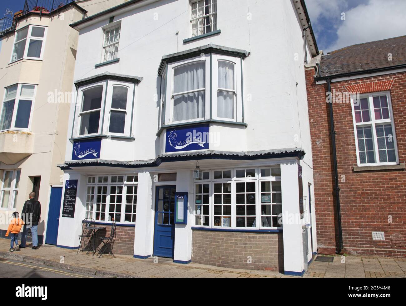 Fish and chip shop in Weymouth Old Town in Dorset, England Stock Photo ...