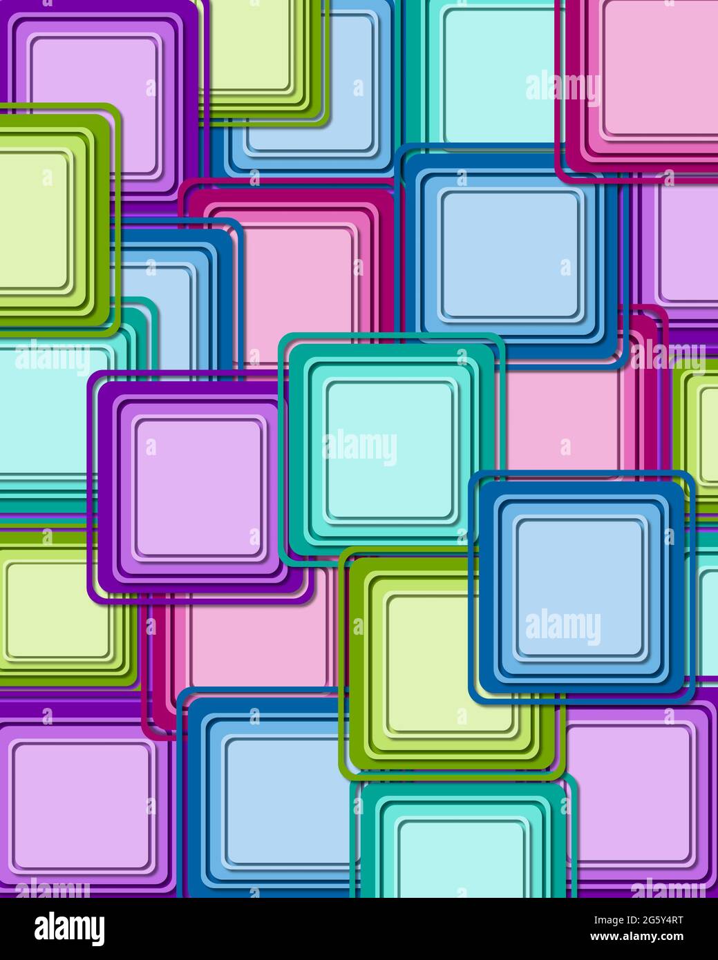 Rounded squares are layered one on top of the other. Vivid colors of ...