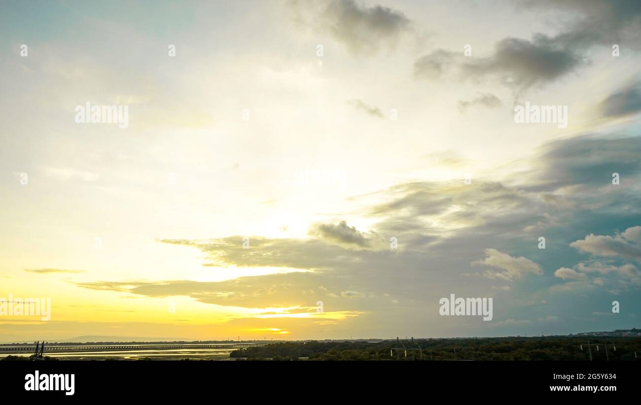 Landscape of the sky at sunrise from the top of the building Stock ...