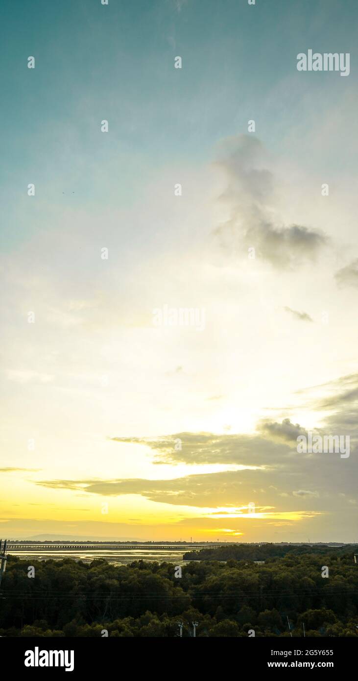 Landscape of the sky at sunrise from the top of the building Stock ...