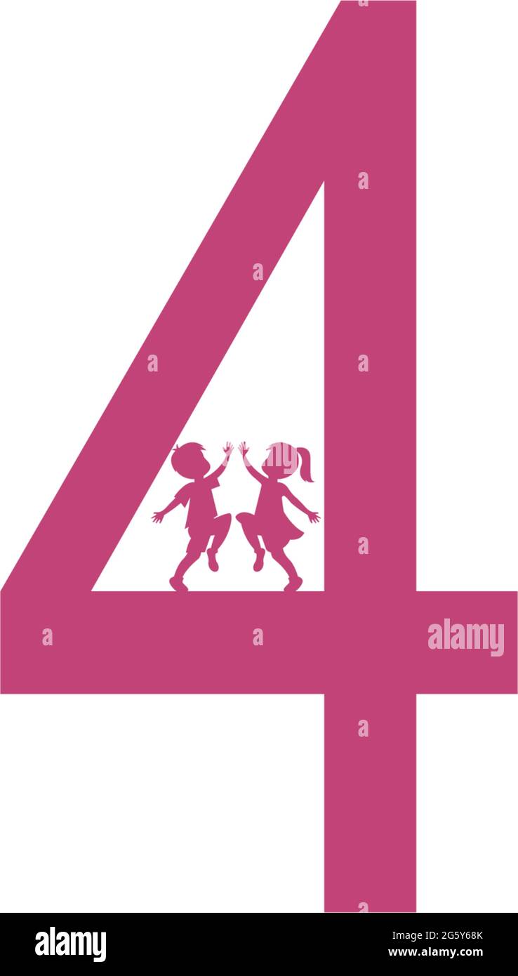 Number 4 and kids icon logo design vector template Stock Vector Image ...