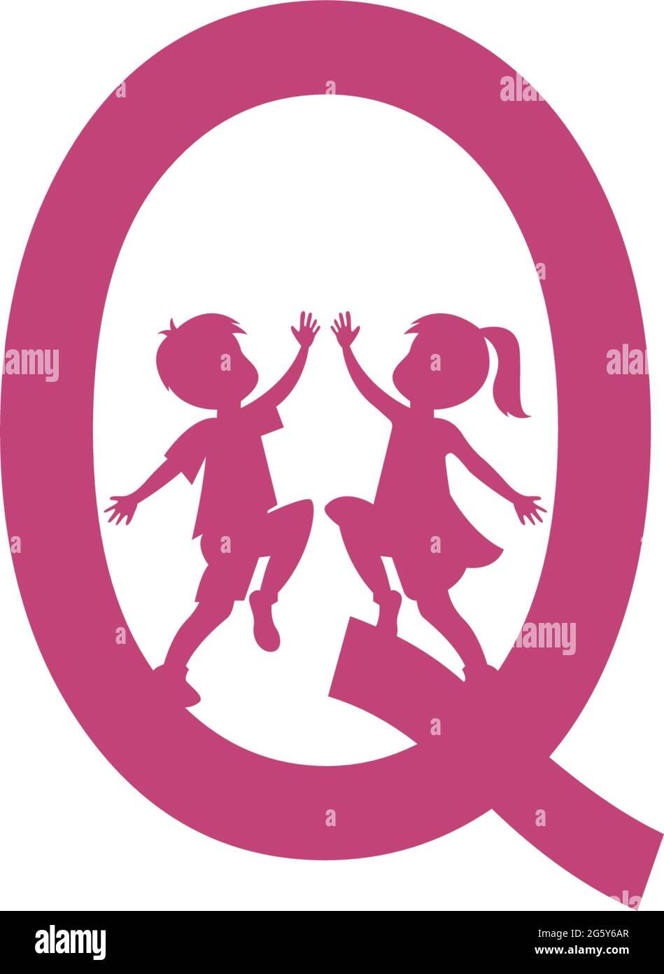 Letter Q and kids icon logo design vector template Stock Vector Image ...