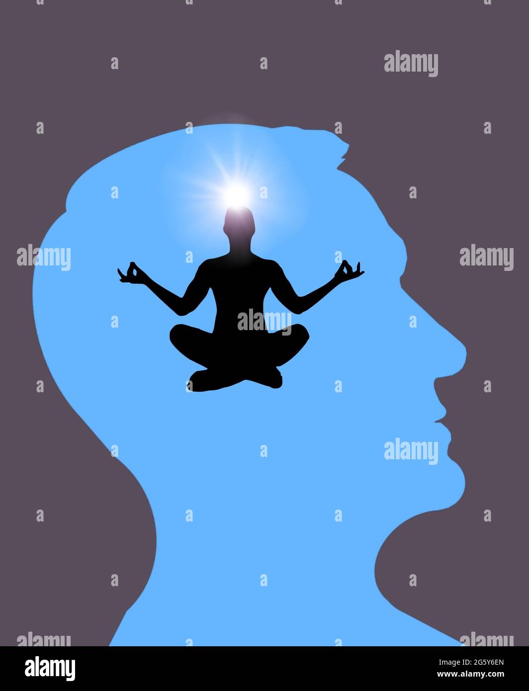 Conceptual background with human head silhouette and thoughts isolated ...