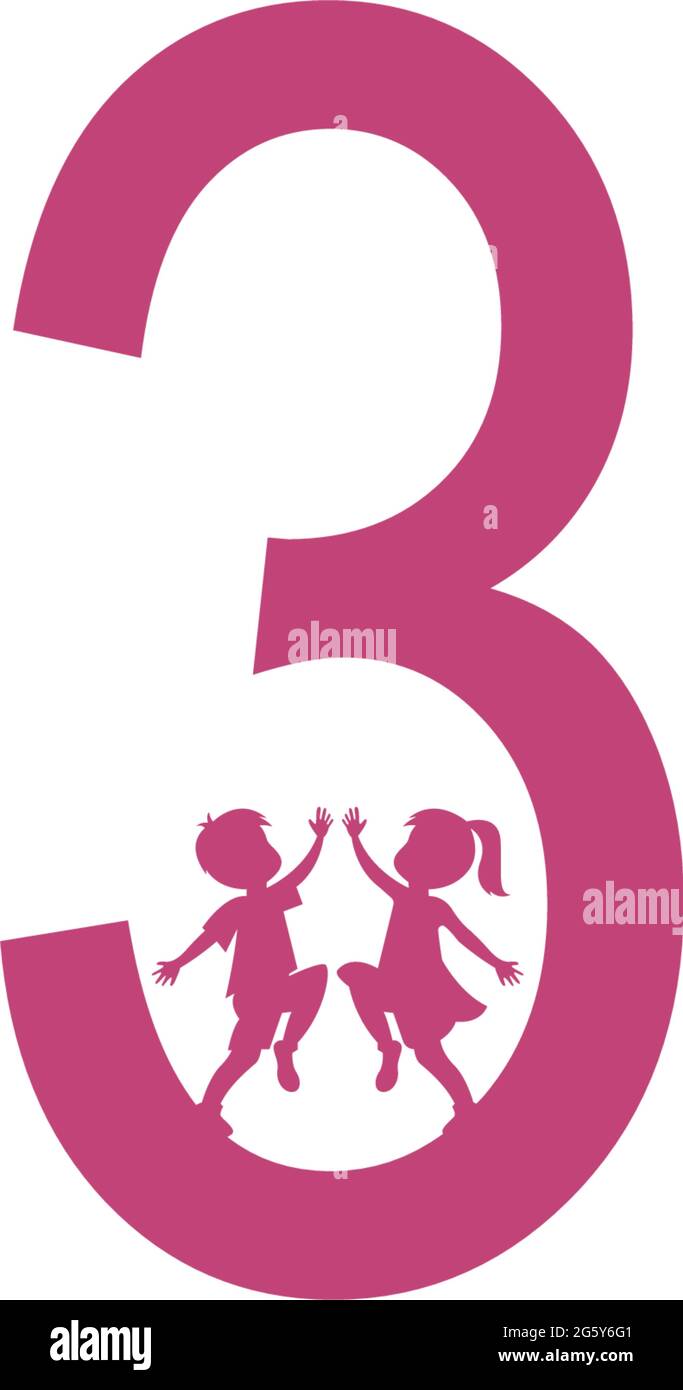 Number 3 and kids icon logo design vector template Stock Vector Image ...