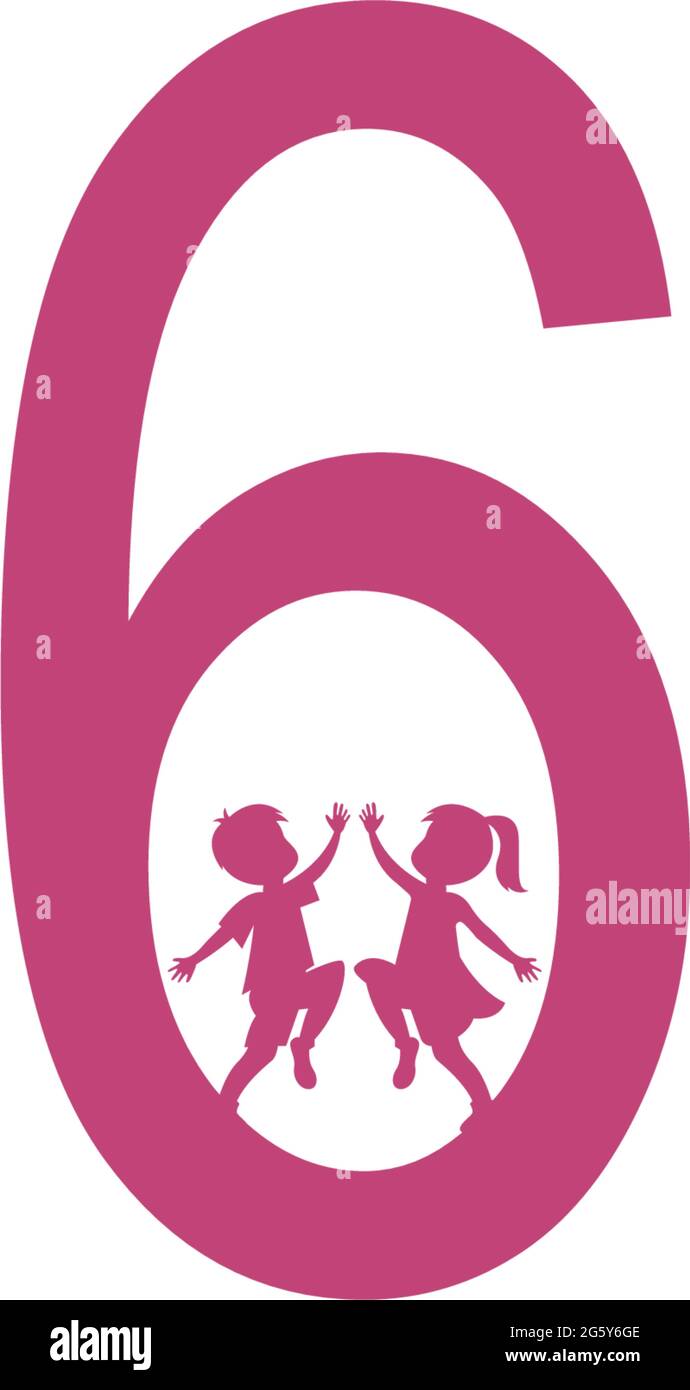 Number 6 and kids icon logo design vector template Stock Vector Image ...
