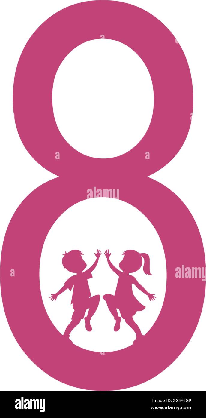 Number 8 and kids icon logo design vector template Stock Vector Image ...