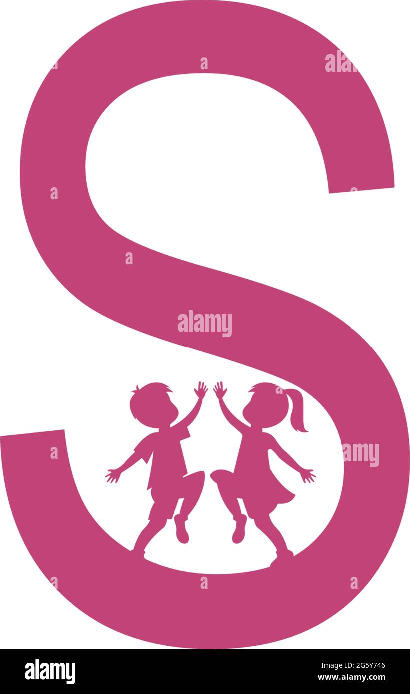 Letter S and kids icon logo design vector template Stock Vector Image ...