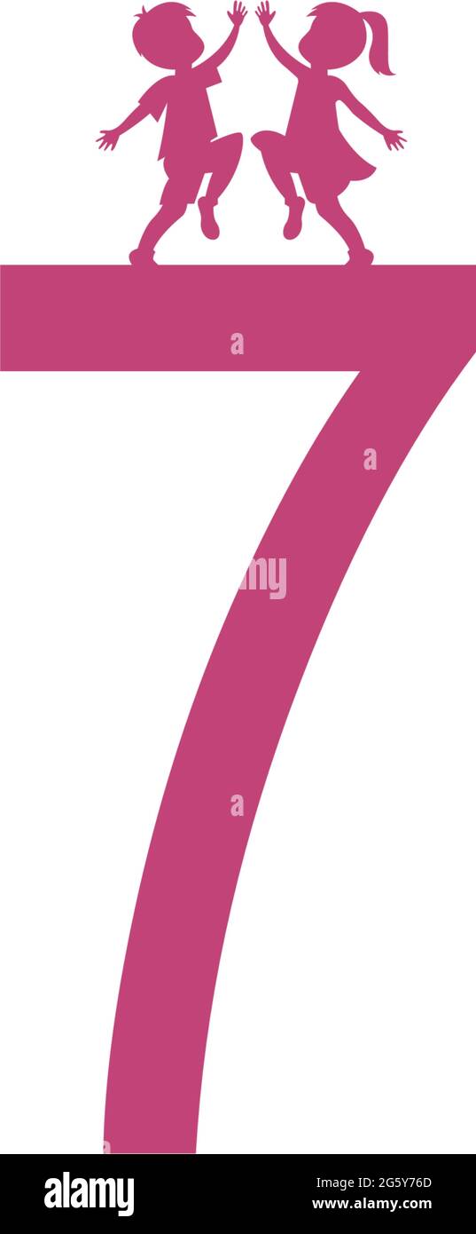 Number 7 and kids icon logo design vector template Stock Vector Image ...