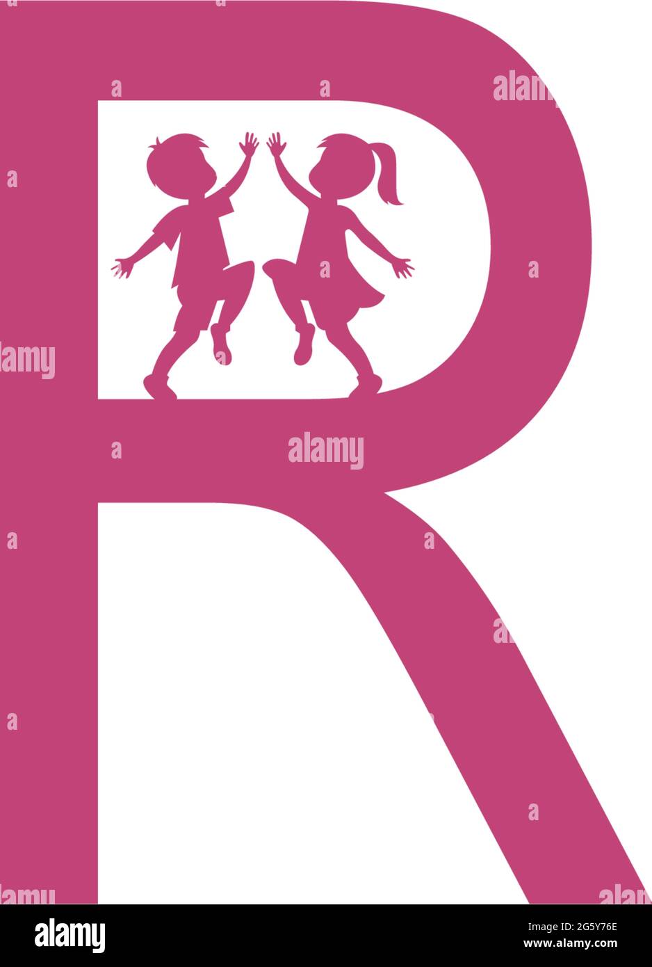 Letter R and kids icon logo design vector template Stock Vector Image ...