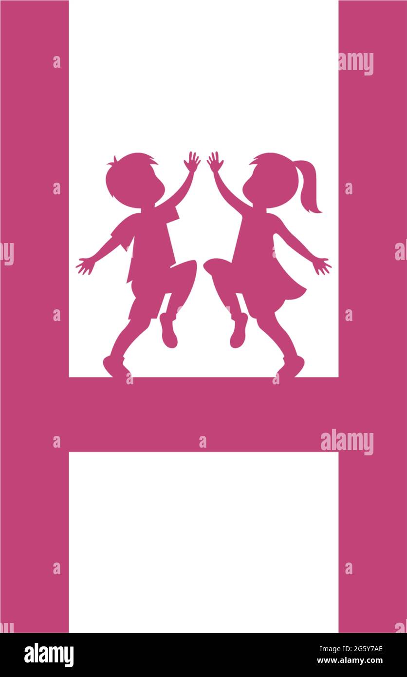 Letter H and kids icon logo design vector template Stock Vector Image ...