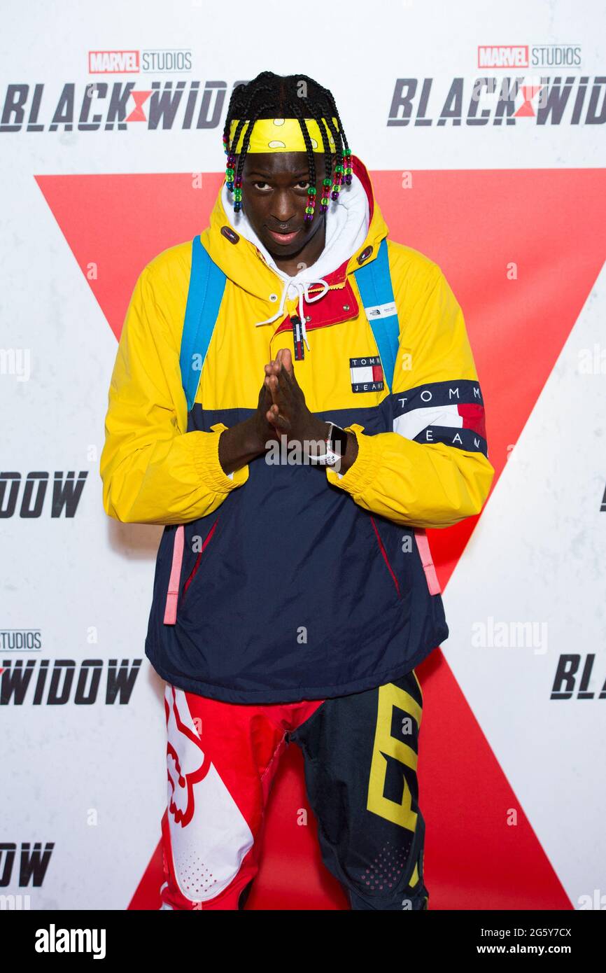 Youssoupha Diaby attend the 'Black Widow' Paris Film Premiere at cinema ...