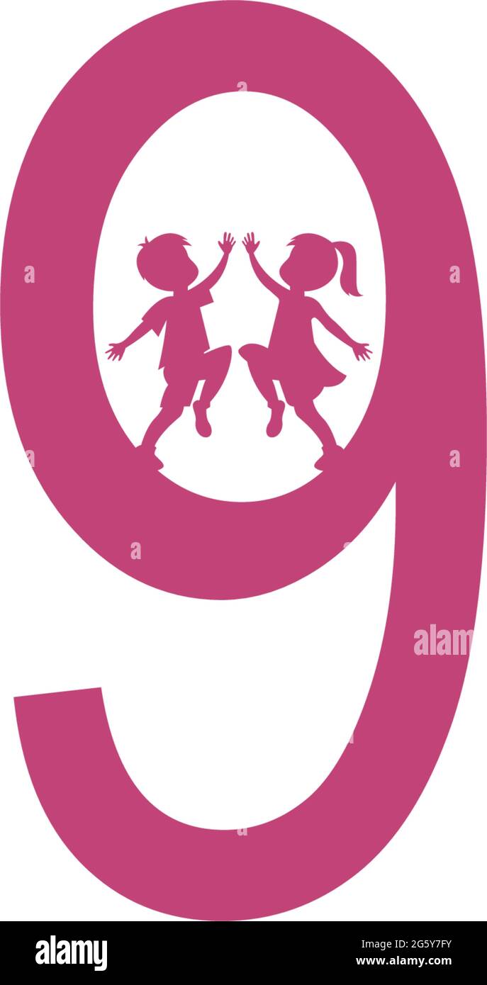 Number 9 and kids icon logo design vector template Stock Vector Image ...