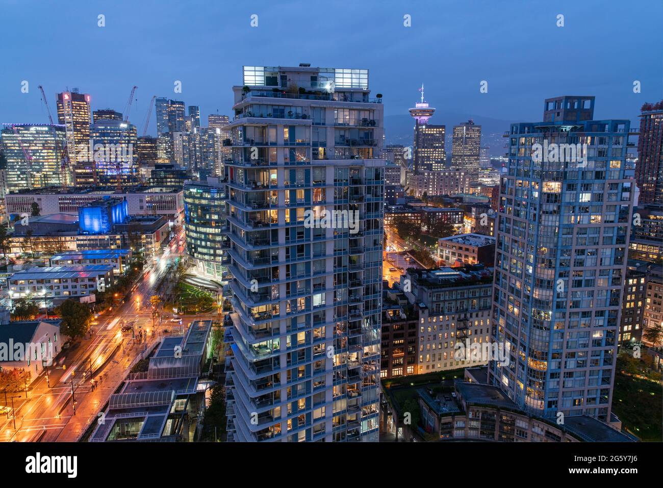 A view of tall apartment blocks in downtown Vancouver, Canada Stock ...
