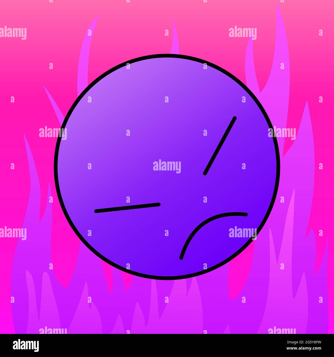 Angry emotion face in purple with fire 02 Stock Vector Image & Art - Alamy