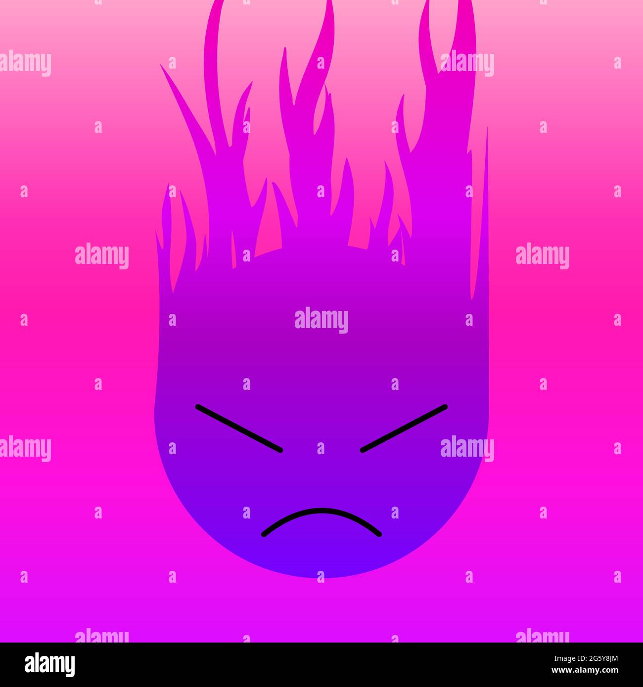 Angry emotion face in purple with fire 08 Stock Vector Image & Art - Alamy